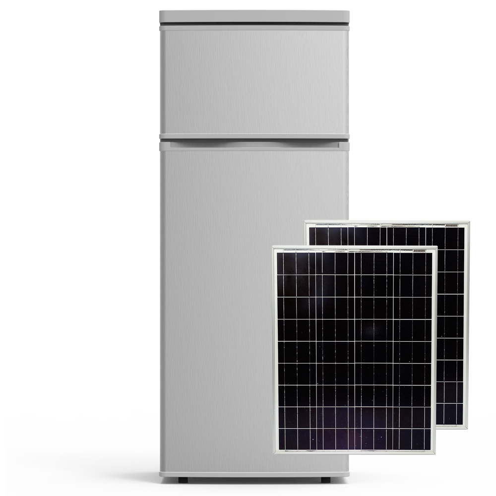 VoltRay Solar DC Powered Refrigerator 7.4 cu.ft + 160W Solar Panel Com ...
